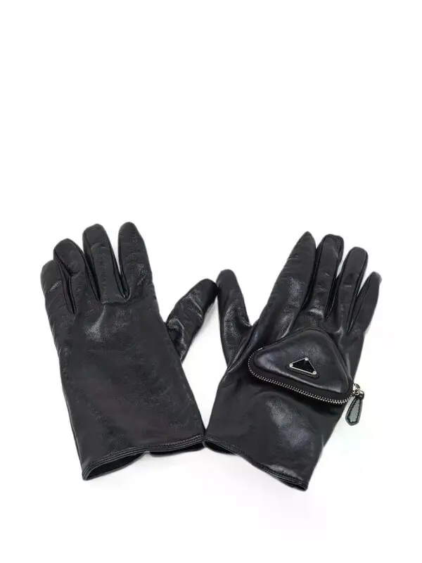 Prada Logo Pouch Leather Gloves