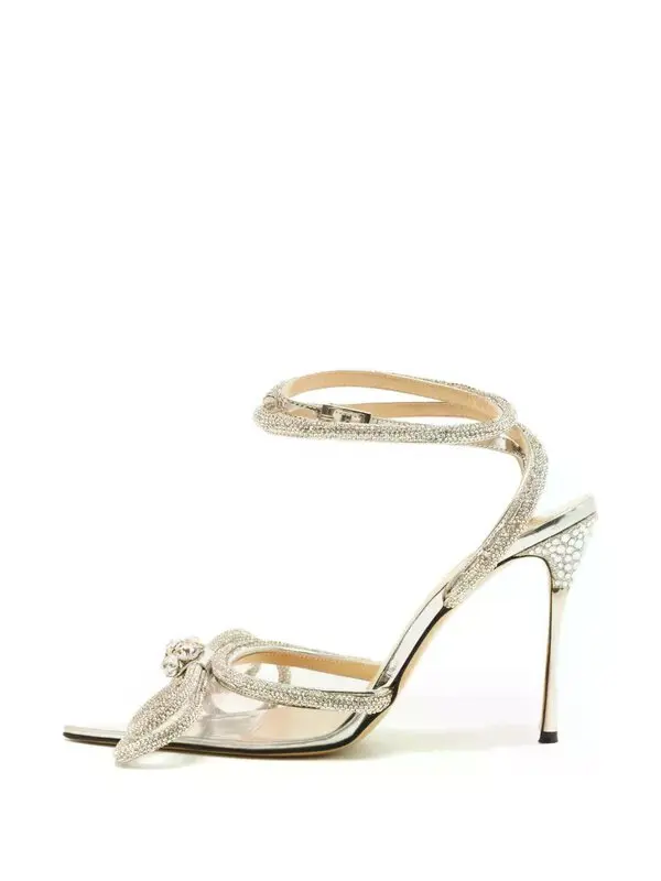 Mach & Mach Double Bow Ankle Strap Pumps - Silver