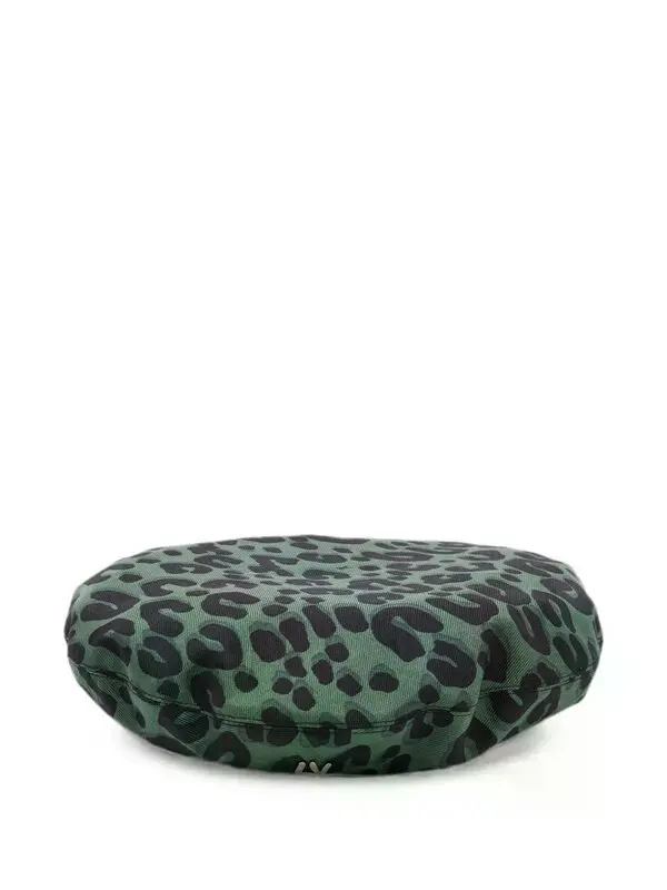 LOUIS VUITTON Silk Beret With Leopard Print And Logo Plaque - Green