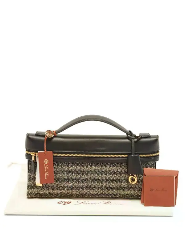 Loro Piana Tweed Clutch Bag - Black