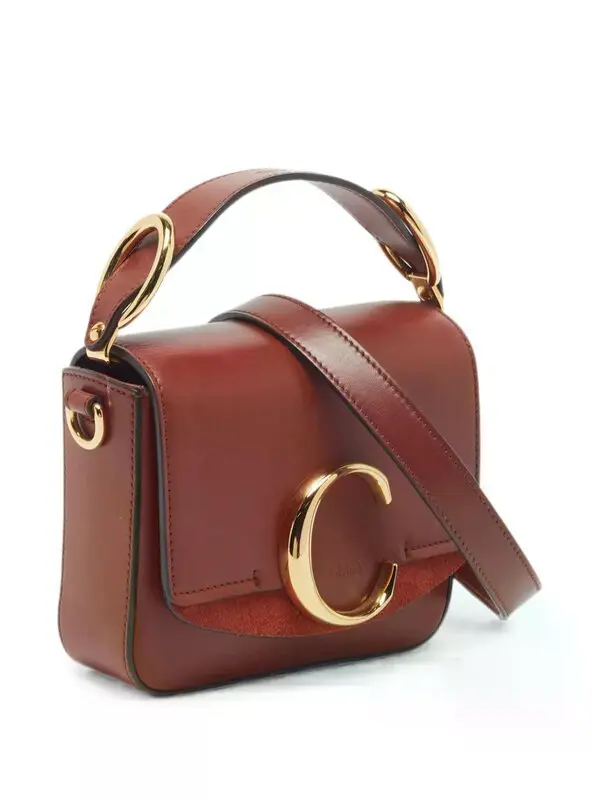 Chloé Mini C Suede-panelled Shoulder Bag - Brown