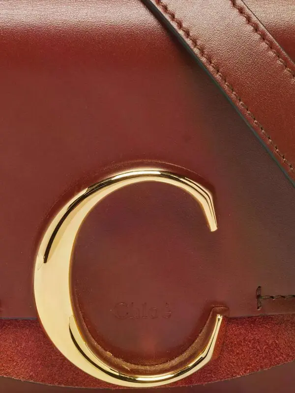 Chloé Mini C Suede-panelled Shoulder Bag - Brown