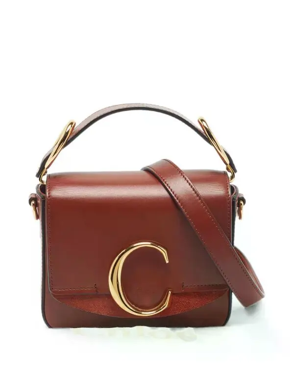Chloé Mini C Suede-panelled Shoulder Bag - Brown
