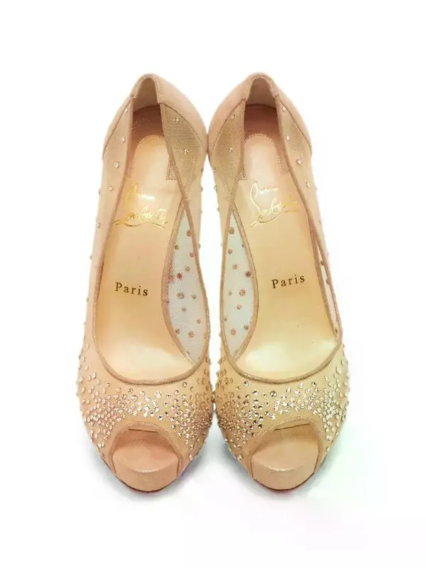 CHRISTIAN LOUBOUTIN Very Strass Peep-toe Pumps
