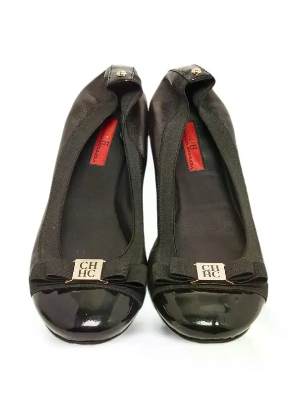Carolina Herrera Bow-detail Cap-toe Ballet Flats - Black