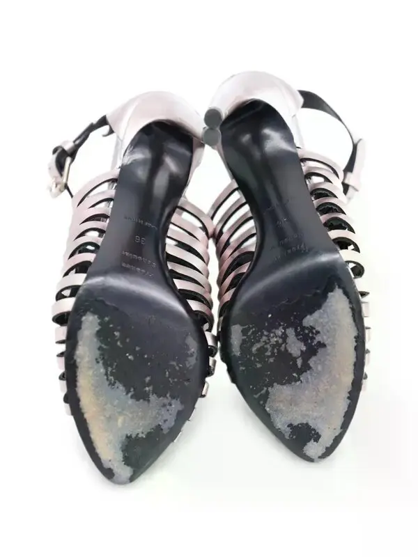 Proenza Schouler Silver Leather Cage Stiletto Sandals
