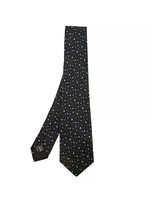 Giorgio Armani Geometric Jacquard Silk Neck Tie - Black