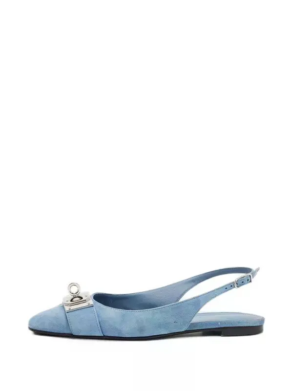Hermès Suede Slingback Flat Pumps With Buckle Detail