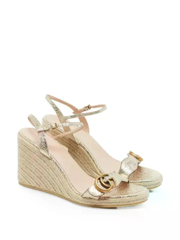 Gucci Gg Marmont Espadrille Wedge Sandals
