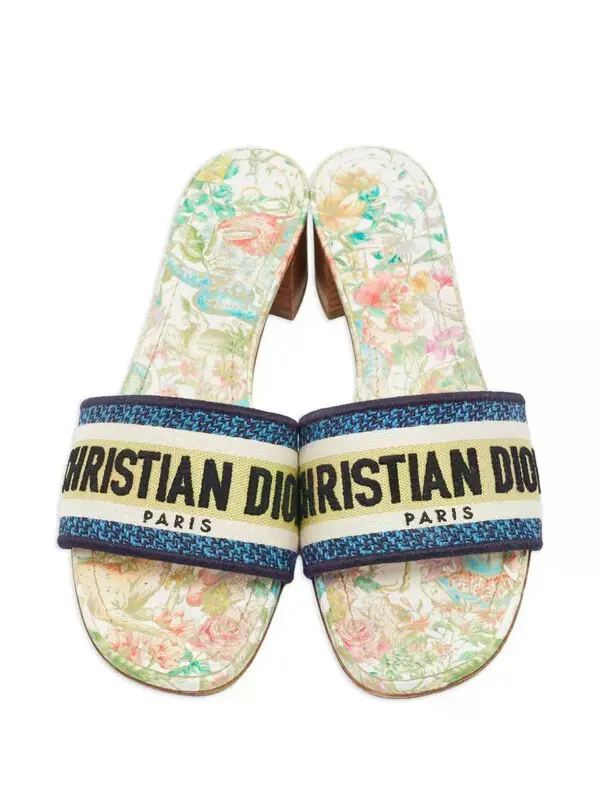 Dior Dway Floral-print Block Heel Sandals - Neutrals