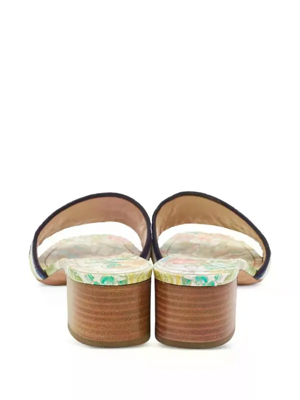 Dior Dway Floral-print Block Heel Sandals - Neutrals