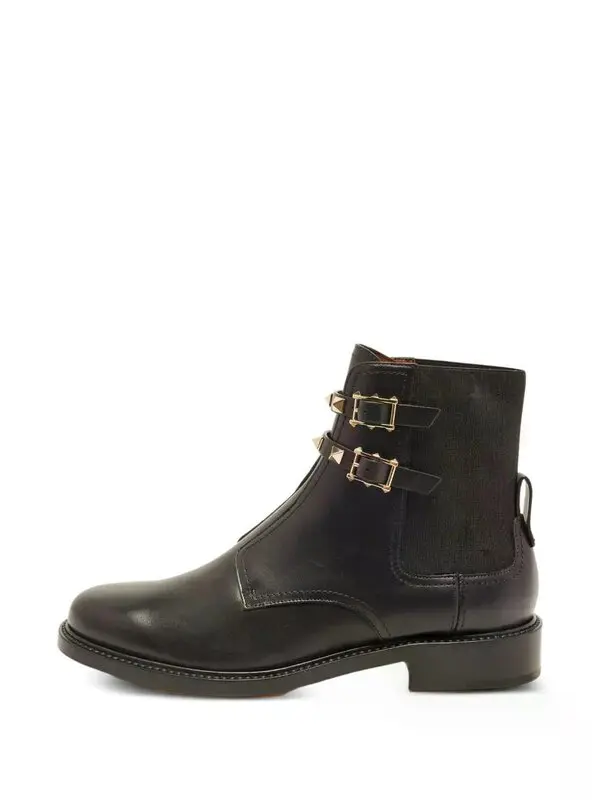 Valentino Garavani Rockstud Buckle Ankle Boots - Black