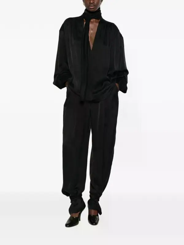 Andamane The Attico Pleated Ankle-tie Trousers - Black