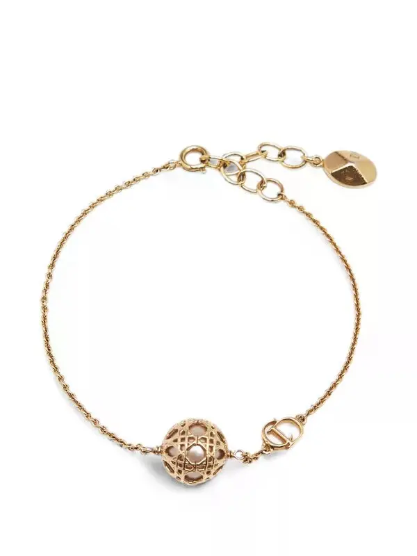 Dior Rose -tone Faux Pearl Charm Bracelet - Gold