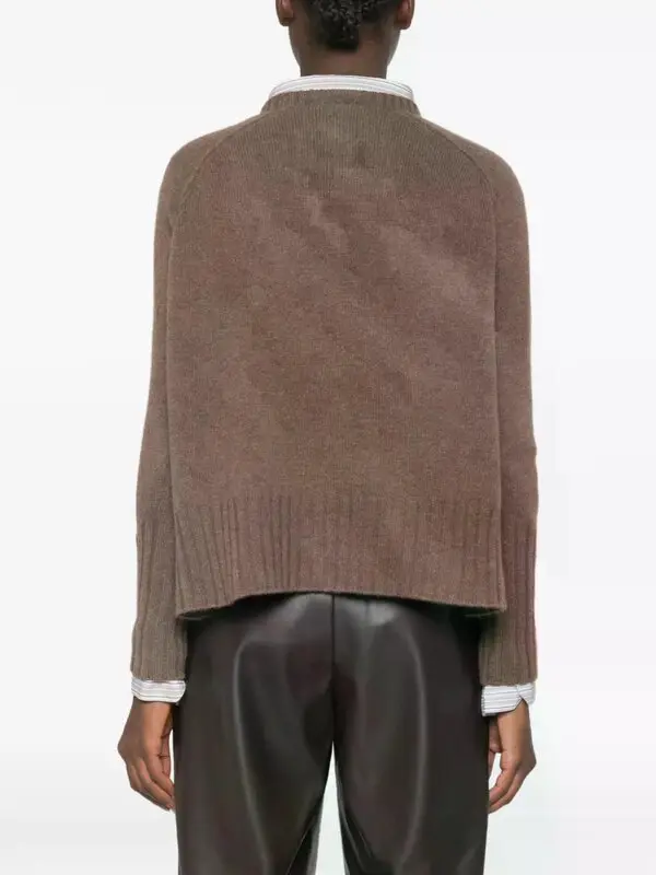 BEYOU Long-sleeve Ribbed-trim Sweater