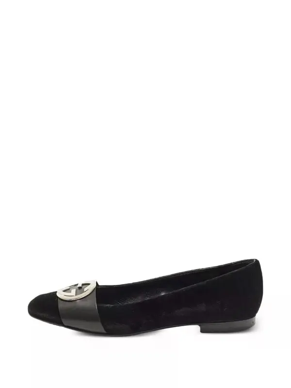 Gucci Gg Medallion Velvet Ballet Flats - Black