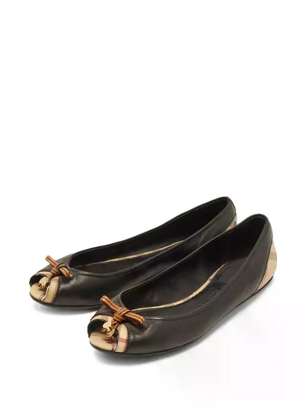 Burberry Peep-toe Ballet Flats - Black