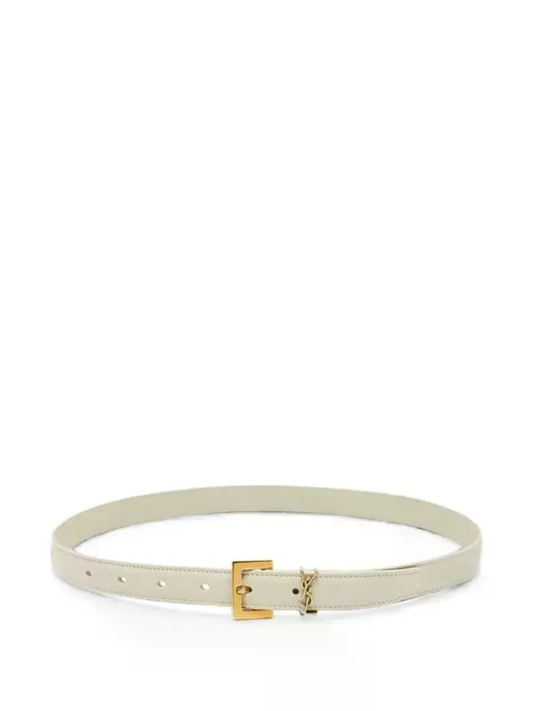 Saint Laurent Cassandre Buckle Belt - White