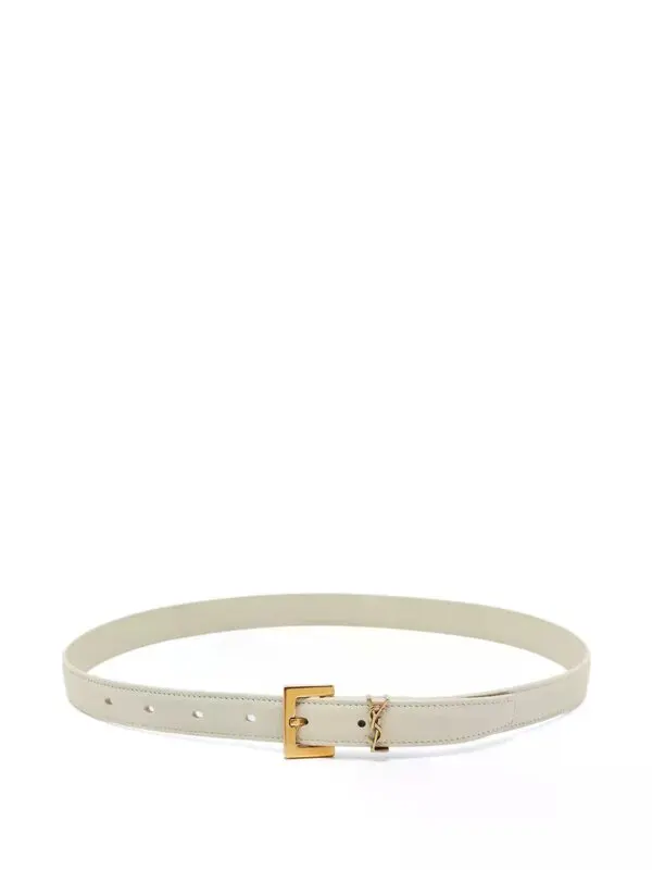 Saint Laurent Cassandre Buckle Belt - White