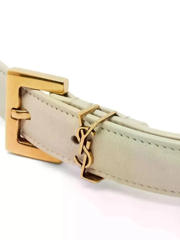 Saint Laurent Cassandre Buckle Belt - White