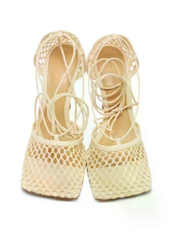 Bottega Veneta Cream Stretch Ankle Strap Pumps
