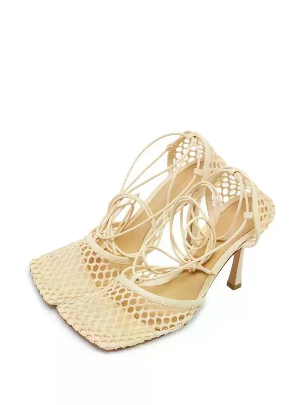 Bottega Veneta Cream Stretch Ankle Strap Pumps