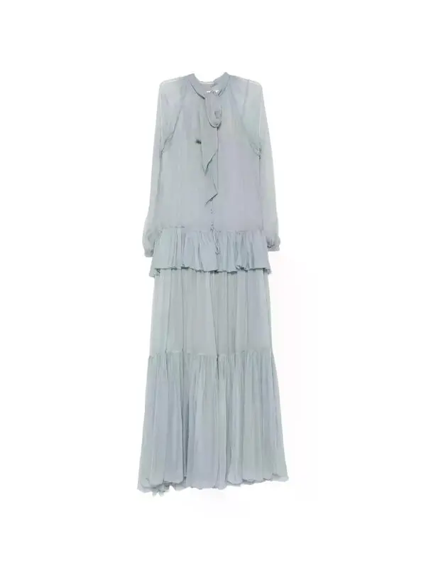 Chloé Ruffled Silk-mousseline Maxi Dress - Blue
