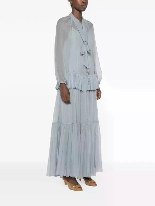 Chloé Ruffled Silk-mousseline Maxi Dress