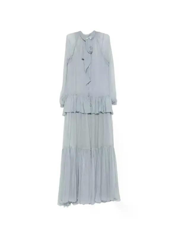 Chloé Fluid Silk Mousseline Maxi Dress - Blue