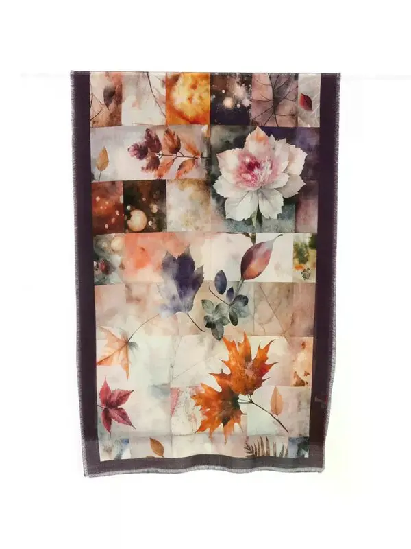 D'ANIELLO Leaf-print Frayed Scarf