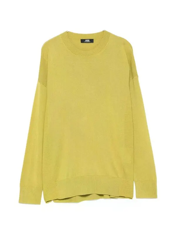 Alpha Studio Crew Neck Side-slit Sweater
