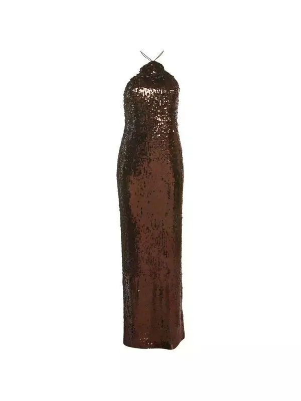 Magda Butrym Sequin-embellished Halter-neck Maxi Dress - Brown
