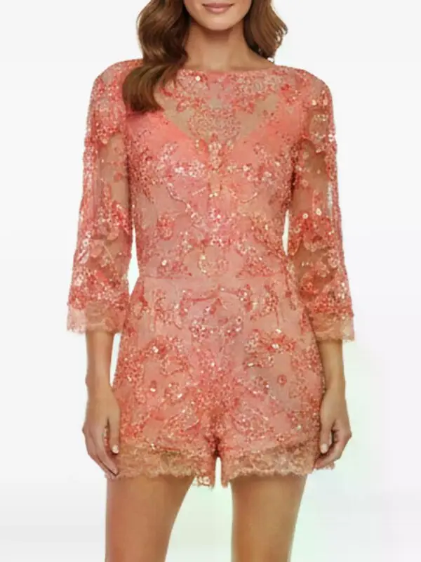 Elie Saab Embellished Lace-trim Playsuit - Pink