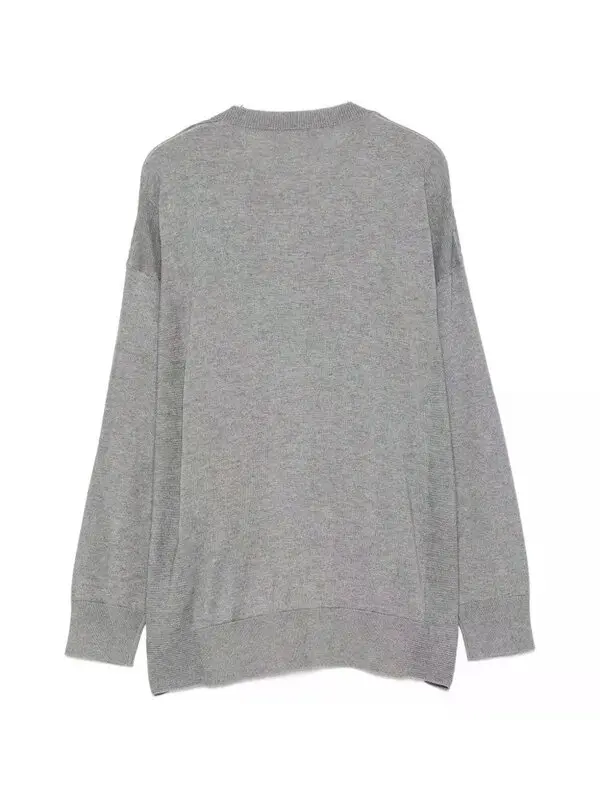 Alpha Studio Side-slit Crew Neck Sweater