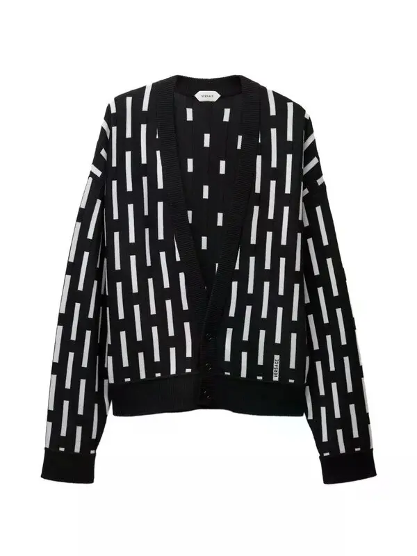Versace Embroidered-logo Wool Knit Cardigan
