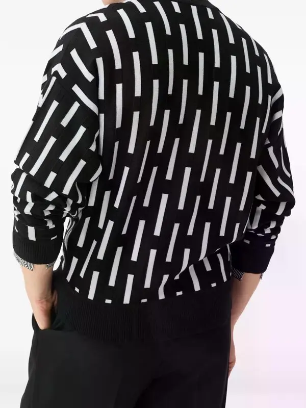 Versace Embroidered-logo Wool Knit Cardigan
