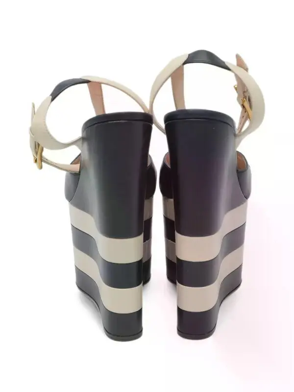 Gucci Sally Striped Wedge Sandals
