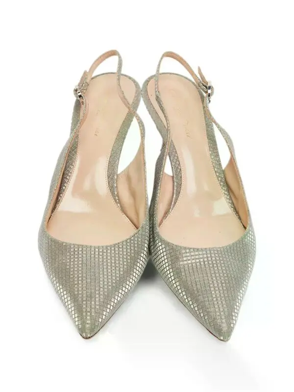 GIANVITO ROSSI Glitter Finish Pointed Toe Slingback Pumps