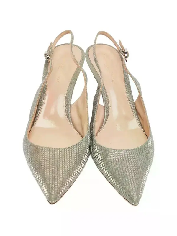 GIANVITO ROSSI Glitter Finish Pointed Toe Slingback Pumps