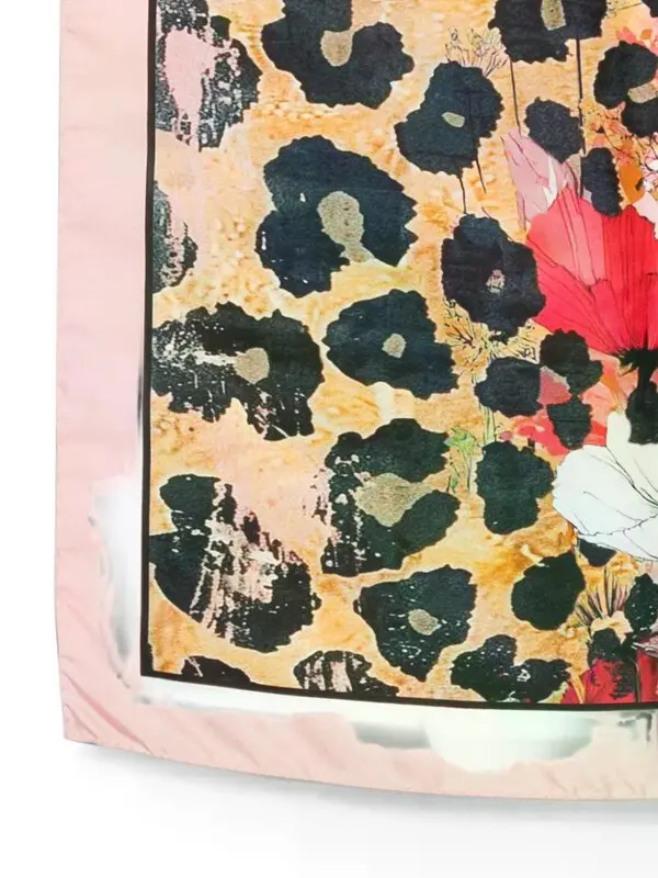 D'ANIELLO Floral Leopard-print Scarf