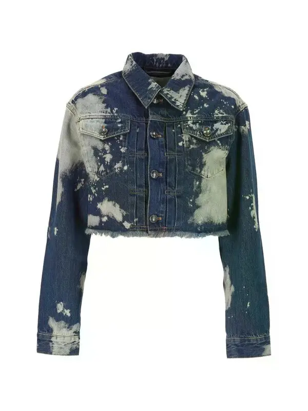 VIVIENNE WESTWOOD Bleach-wash Cropped Denim Jacket - Blue
