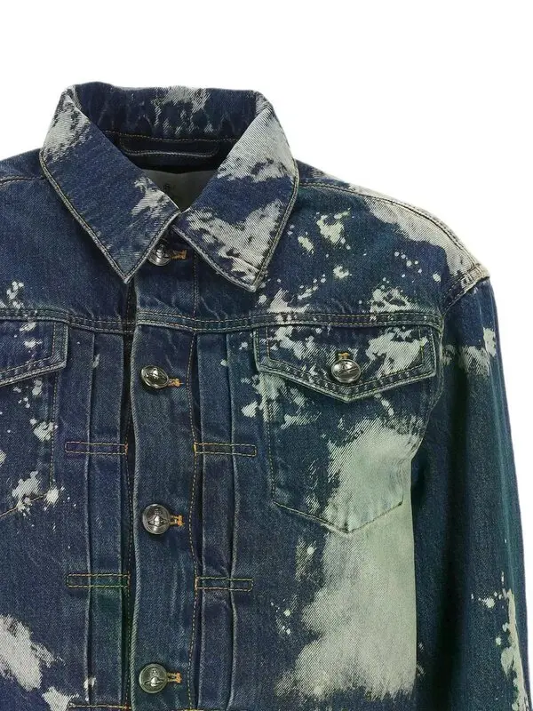VIVIENNE WESTWOOD Bleach-wash Cropped Denim Jacket