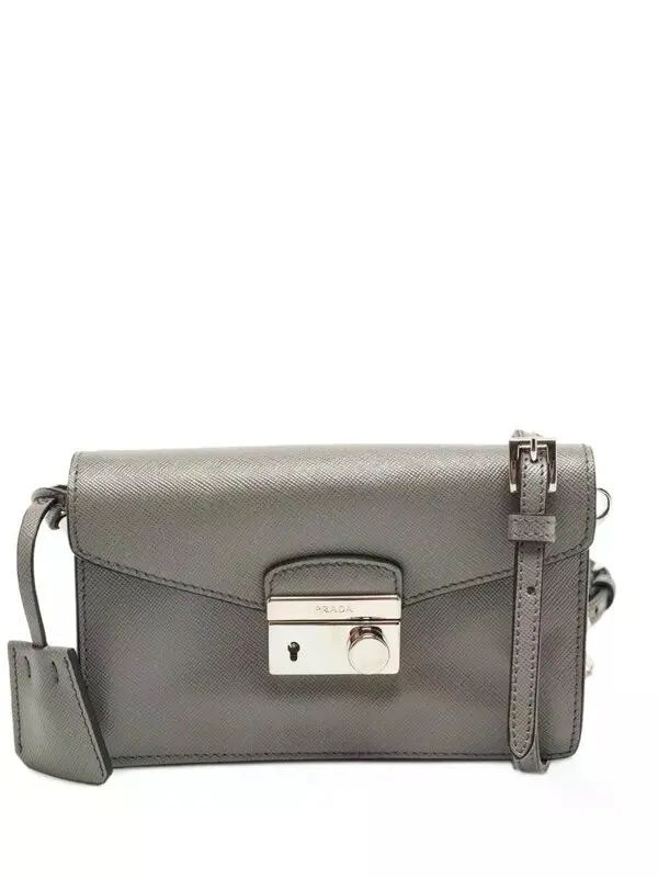 Prada Saffiano Leather Mini Crossbody Bag - Grey