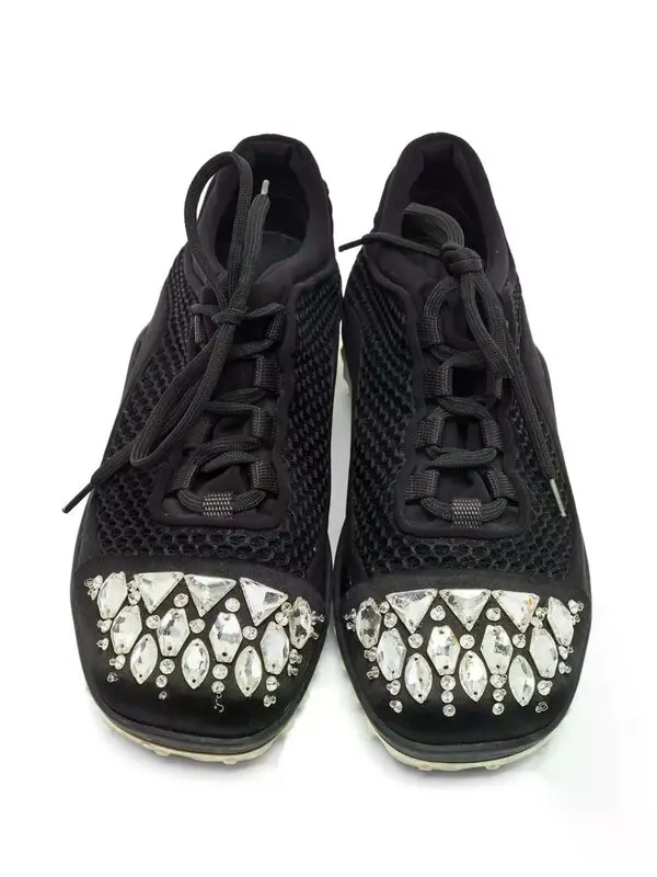 Miu Miu Crystal Embellished Mesh Sneakers