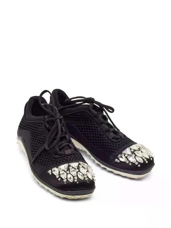 Miu Miu Crystal Embellished Mesh Sneakers