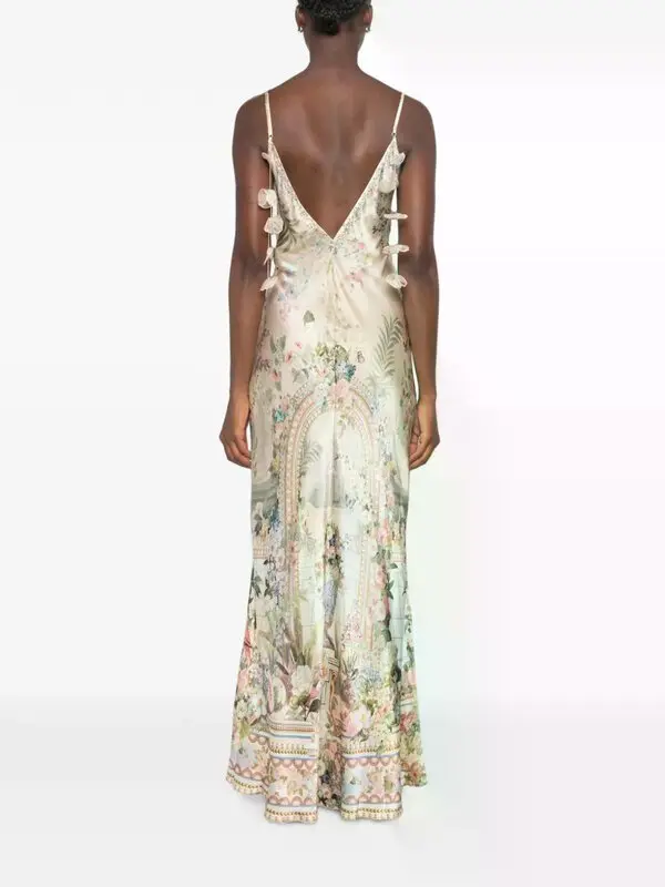 Camilla Floral Print Silk Maxi Dress - Pink