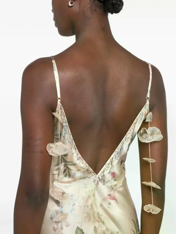 Camilla Floral Print Silk Maxi Dress - Pink