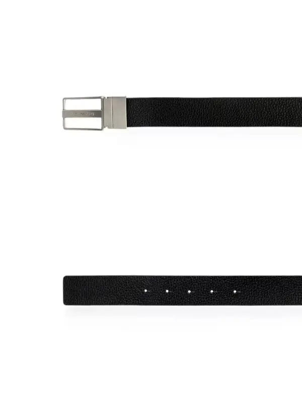 Emporio Armani Reversible Leather Belt With Rectangular Plaque Buckle