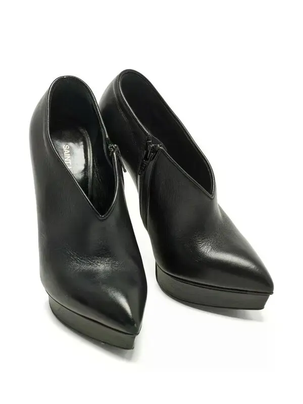 Saint Laurent Leather Zip Up Ankle Boots