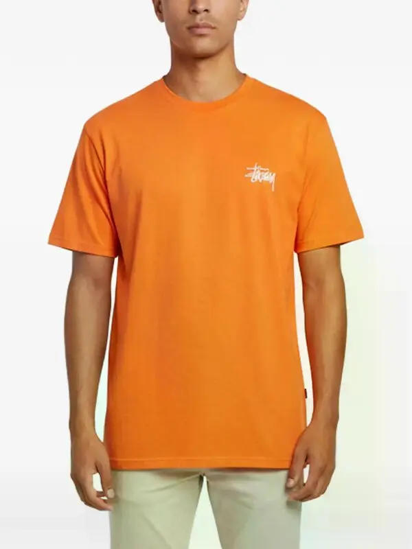 StÜssy Logo-print Crew-neck T-shirt - Orange